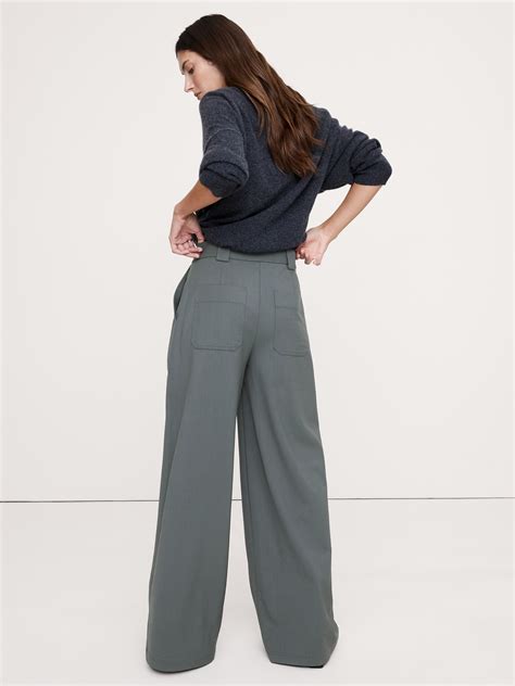 High Rise Wide Leg Italian Wool Pant Banana Republic