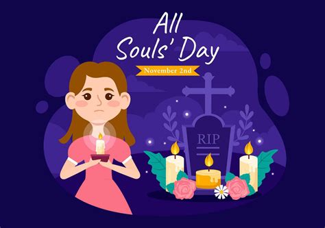 All Souls Day Vector Illustration To Commemorate All Deceased Believers