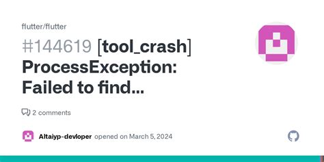 Tool Crash ProcessException Failed To Find C SDK FLUTTER Bin Cache Dart Sdk Bin