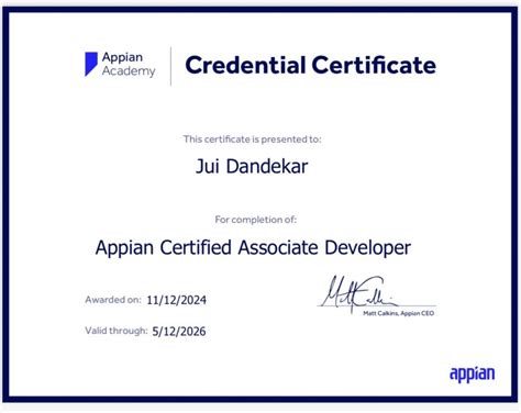 Excited To Announce That I Am An Appian Certified Associate Developer