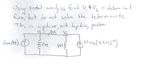 solved using nodal analysis find v1 and v2 determinant form