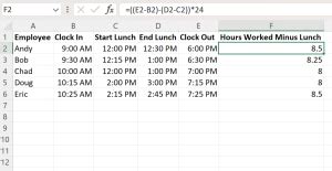 Excel How To Calculate Hours Worked Minus Lunch Statology