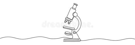 Continuous One Line Drawing Of Microscope Hand Drawn Editable Stroke Stock Vector