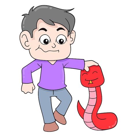 Garoto Está Brincando Com Imagem De ícone De Doodle Python Vermelho