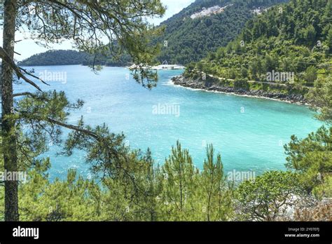 Summer Vacation Background Saliara Aka Marble Beach Bay Aerial View