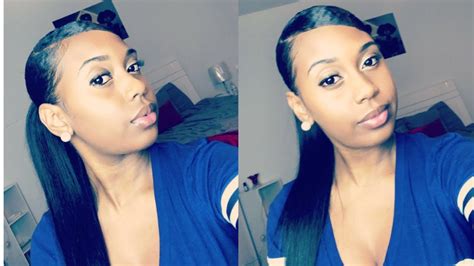 EASY Sleek Ponytail W Weave Protective Style NO HEAT NO GLUE Natural Hair YouTube