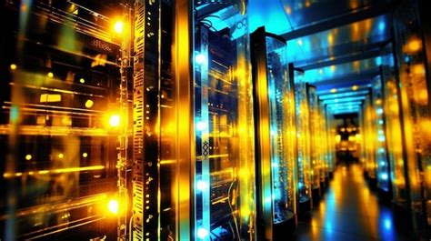 Premium Photo A Row Of Servers In A Data Center