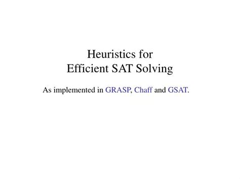 Ppt Heuristics For Efficient Sat Solving Powerpoint Presentation Free Download Id 5126023