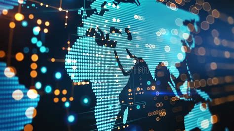 Big Data Flowing Around Digital World Map Connecting Global Networks