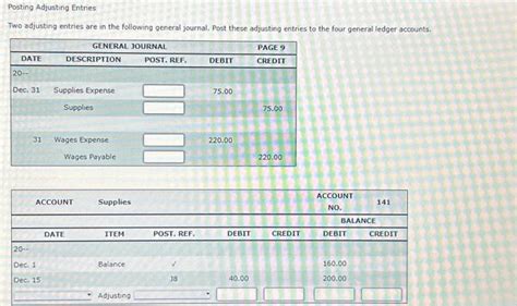Solved Posting Adjusting Entries Two Adjusting Entries Are