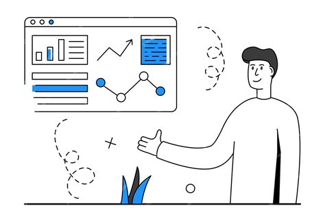 Premium Vector Data Analytic Scene Man With Web Window Trendy Character Scene Vector Illustration