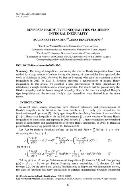 Pdf Reverses Hardy Type Inequalities Via Jensen Integral Inequality