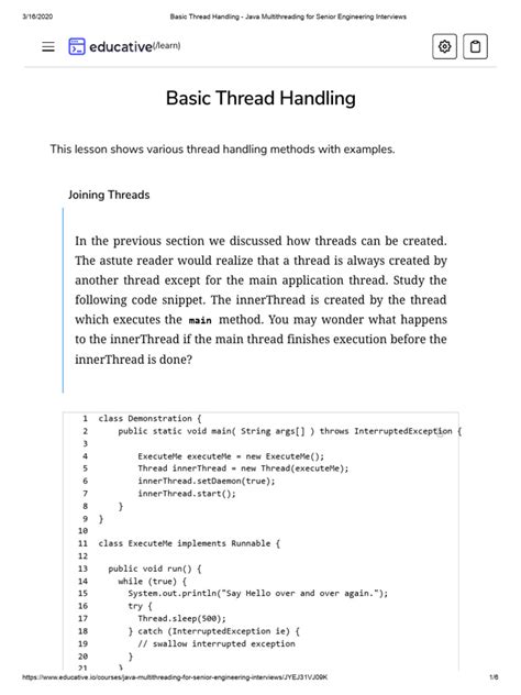 Basic Thread Handling Java Multithreading For Senior Engineering