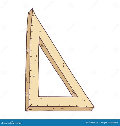 Triangle For Geometry Icon Vector Illustration Triangle With A Ruler Hand Drawn Drawing And