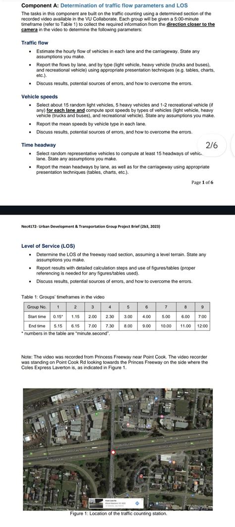 Solved Component A Determination Of Traffic Flow Parameters