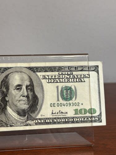 2001 100 Dollar Bill Star Note Fancy Serial Number Ce Ce00409302