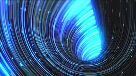 Abstract Energy Blue Swirling Curved Lines Of Glowing Magical Streaks And Energy Particles