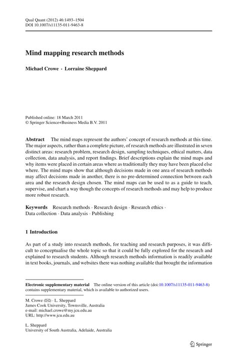 Pdf Mind Mapping Research Methods