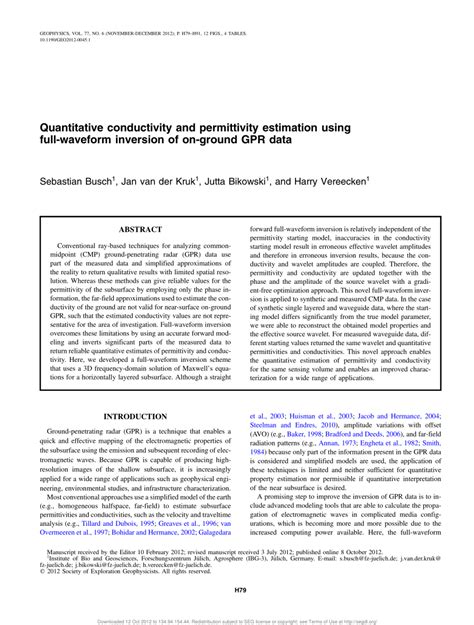 Pdf Quantitative Permittivity And Conductivity Estimation Using Full