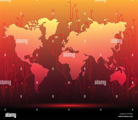 World Map Cyber Attack By Hacker Concept Background Vector Illustration Eps10 Stock Vector