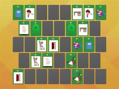 Memory Game Vocabulary Matching Pairs