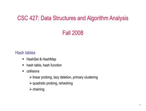 Ppt Csc 427 Data Structures And Algorithm Analysis Fall 2008 Powerpoint Presentation Id6134940