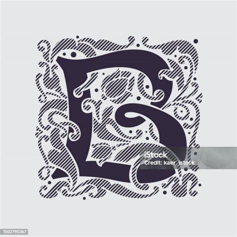 꽃 장식과 대각선 부화의 중세 대문자 B 로고 빈티지 앤티크 고딕 스타일의 드롭 캡 럭셔리 벡터 이니셜 모노그램에 대한 스톡