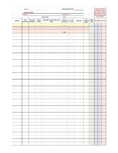 Free 7 Asset Tracking Samples And Templates In Pdf Ms Word Ms Excel