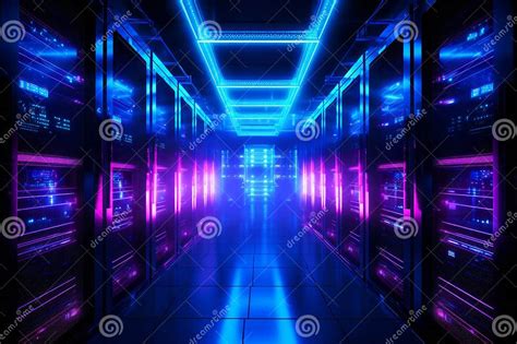 Advanced Data Center Server Racks Emit A Futuristic Glow Of Modern Digital Infrastructure Stock