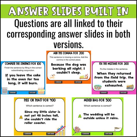 Subordinating Conjunctions Game Show Grammar Test Prep Review Game Fun In 5th Grade MORE