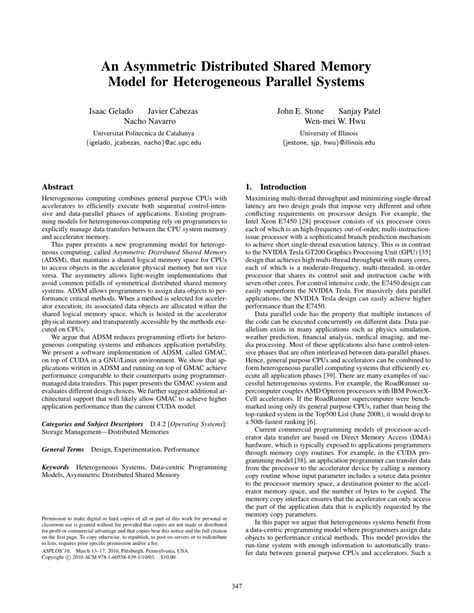 Pdf An Asymmetric Distributed Shared Memory Model For Heterogeneous