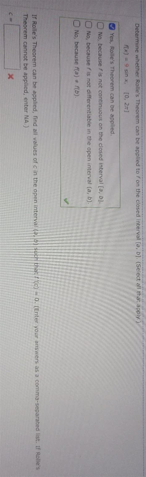 Solved Please Explain Determine Whether Rolles Theorem Can Be