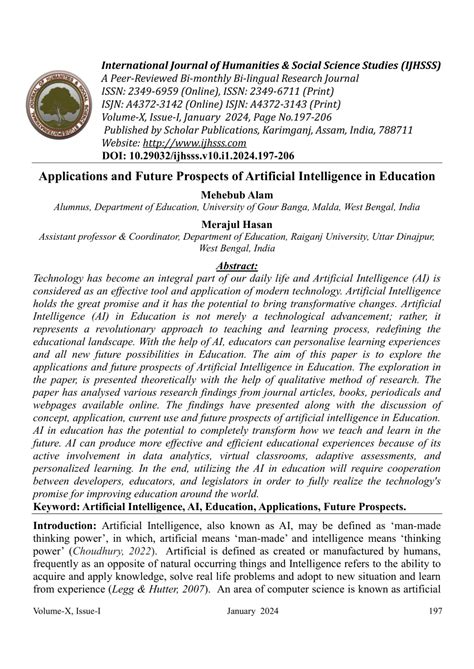 Pdf Applications And Future Prospects Of Artificial Intelligence In Education
