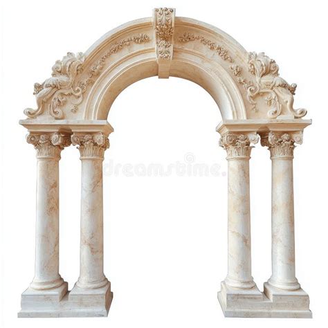 Ornate Stone Archway With Decorative Motifs And Columns Showcasing Classical Architecture Stock