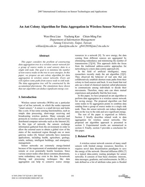 Pdf An Ant Colony Algorithm For Data Aggregation In Wireless Sensor Networks