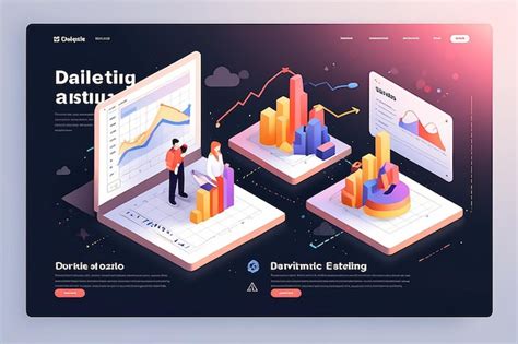 Data Statistics Visualization Isometric Landing Page Premium Ai Generated Image