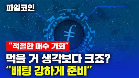 적절한 매수 기회” 파일코인 먹을 거 생각보다 크죠 배팅 강하게 준비” 파일코인전망 파일코인호재 Youtube