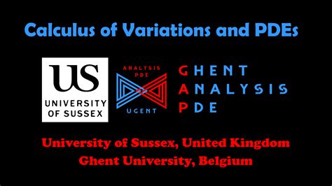 Trends In Calculus Of Variations And Pdes Ghent Analysis And Pde Center