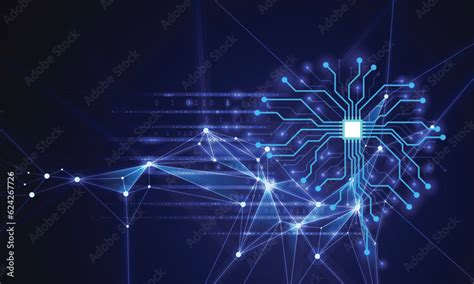 Circuit Board In Shape Electronic Brain With Symbol Of Computer Neural