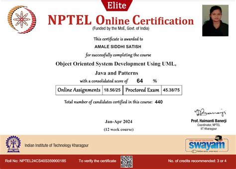 Siddhi Amale On Linkedin Nptel Uml Java Objectorienteddesign