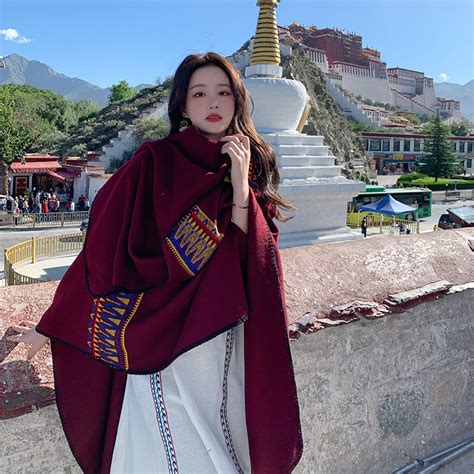 沙漠旅行民族风波西米亚围巾披肩西藏丽江旅游拍照大斗篷保暖女 虎窝淘