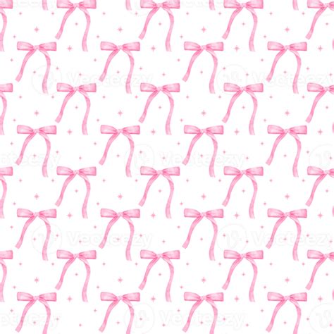 Coquette Pink Ribbon Bow Pattern Watercolor Girly Seamless Background 49101865 Png