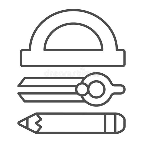 Protractor Thin Line Icon Ruler For Measuring Degree Symbol Outline Style Pictogram On White