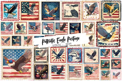 Patriotic Eagle Postage Stamp Clipart Graphic By Markicha Art