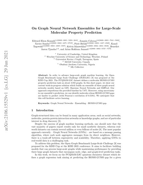 Pdf On Graph Neural Network Ensembles For Large Scale Molecular