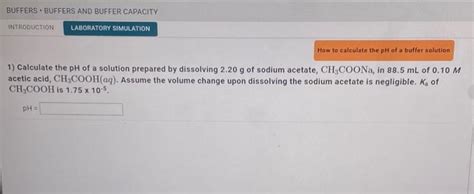 Solved BUFFERS BUFFERS AND BUFFER CAPACITY INTRODUCTION PH Chegg