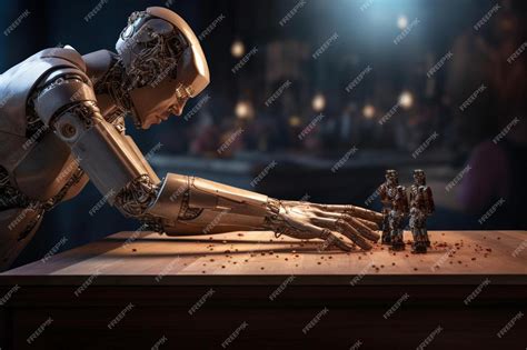 Premium Photo A Robot Playing Chess With A Chess Board And A Chess