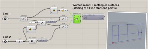 create 2d rectangle pattern based on 2 straight lines grasshopper