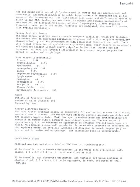 Jms Adventure With Multiple Myeloma Bone Marrow Biopsy Result From 17