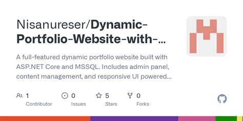 Github Nisanureserdynamic Portfolio Website With Admin Panel Aspnet